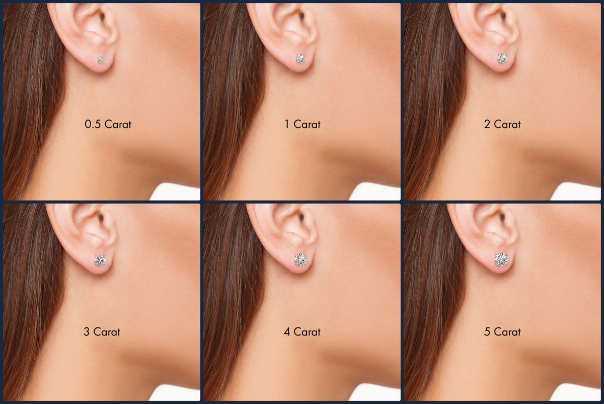 different size stud earrings